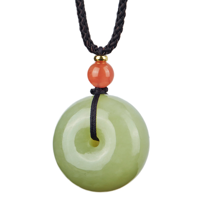 七彩云南天然和田玉平安扣项链