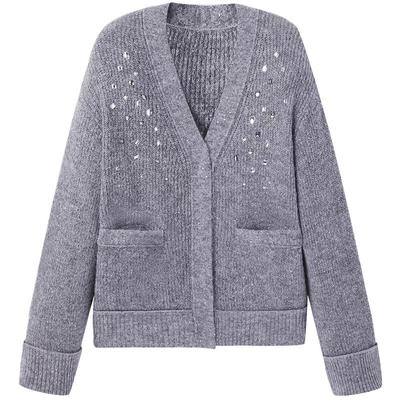 太平鸟女装2024年冬季新款钉钻珠片开衫A1EDE4614