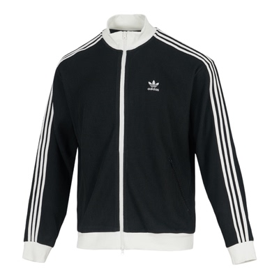 Adidas阿迪达斯男女同款三条纹夹克华夫格运动长袖立领外套KC2619