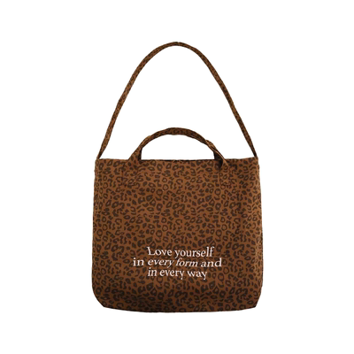 SecondMoon豹纹百搭休闲帆布包手拎单肩斜挎包小众原创日韩ins