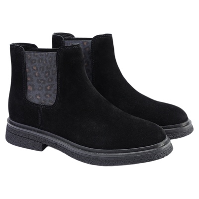 fed粗跟短靴冬季新款女靴真皮切尔西靴黑色烟筒靴女款S0905-YA857