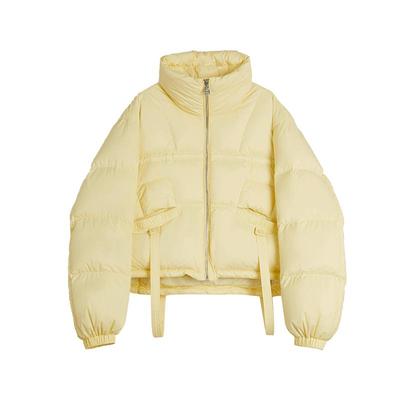 90白鸭绒黄色短款立领羽绒服ELLE