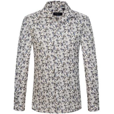 东博利尼一片式领古典印花衬衫