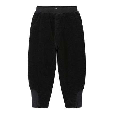 黑色条绒灯芯绒束口裤长裤