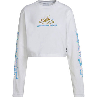 Adidas/阿迪达斯正品三叶草LS CROPPED TEE女子透气长袖T恤HT3776