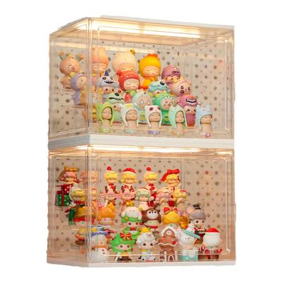 盲盒收纳架泡泡马特亚克力展示盒灯光手办盒透明潮玩模型摆放架大