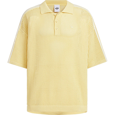 Adidas/阿迪达斯正品三叶草男士休闲宽松钩针编织翻领短袖KE5814