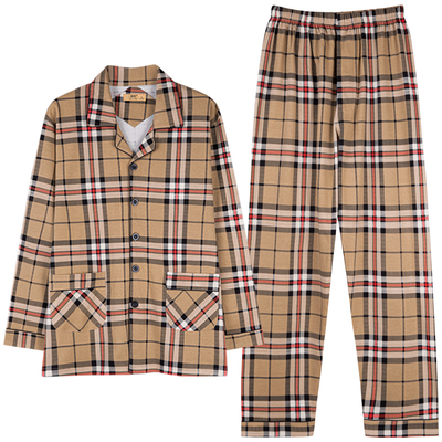 活性印染纯棉睡衣男春秋长袖套装