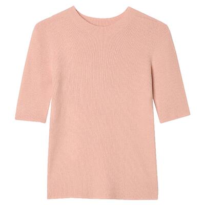 五分袖弹力修身打底针织衫