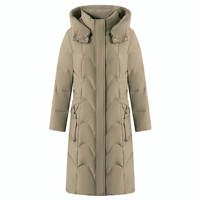 雅鹿长款过膝白鸭绒加厚羽绒服