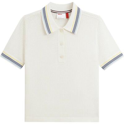 Wilson威尔胜官方女士Addison Knit撞色网球复古毛织短袖POLO衫
