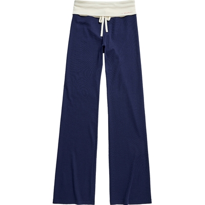 撞色腰头羊毛微喇针织裤