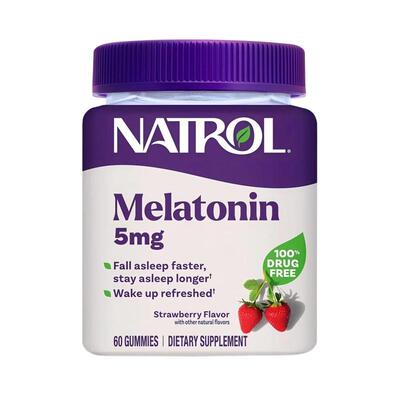 Natrol美国进口褪黑素软糖5mg助眠退黑素睡眠软糖官方正品60粒by