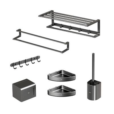 恒洁枪灰浴室挂件套装免打孔壁挂