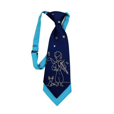 原创双层短款小领带刺绣小王子