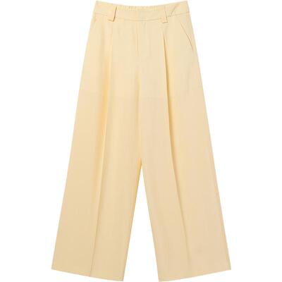 BLUE ERDOS 早春新品垂坠感高腰剪裁半松紧腰阔腿西裤B256M2001