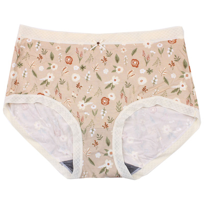 3条装花仙子女莫代尔棉中腰内裤21893舒适蕾丝印花高腰短裤21895