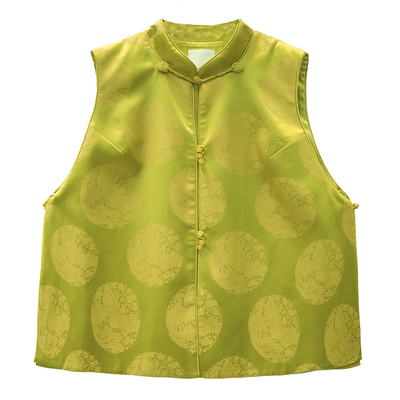 木子理想胖mm大码新中式缎面马甲