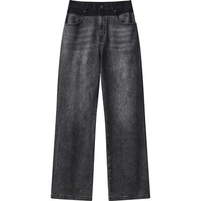 播商场同款质感牛仔裤女春秋可露丽美式高街直筒裤BDR3KD1851