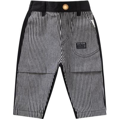 JUZI STORE童装春秋季帆布条纹拼接下装休闲长裤男女童1030001