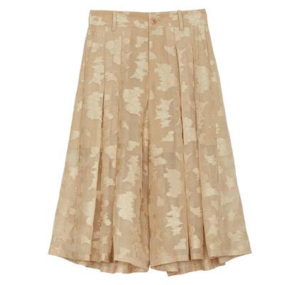 谜底七分阔腿裤女年夏季新品复古优雅浪漫提花裤子242MK0540