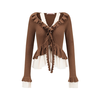 【雪允同款】ORA GENESIS2025年冬季新品时尚针织拼接雪纺开衫