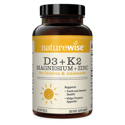 【新品上市】Naturewise阳光瓶D3K2镁锌1000iu维vd甘氨酸镁儿童