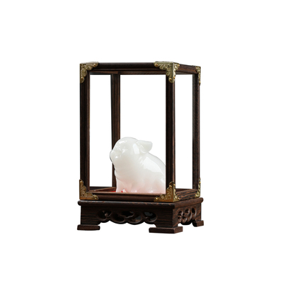 冰种璞玉福猪装饰摆件半手工创意雅致家居摆设客厅玄关茶桌工艺品