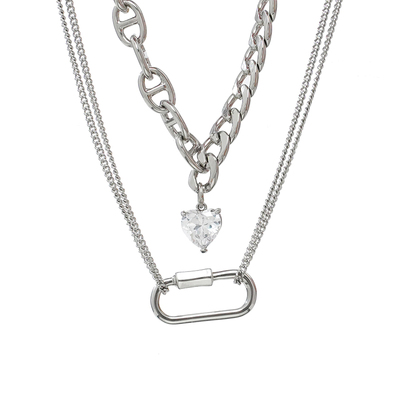 拼接双层锆石女高级感小众锁骨链