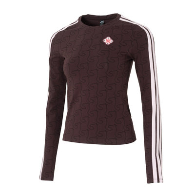 adidas阿迪达斯女装暗纹长袖T恤26春新年款运动修身训练服KW4678