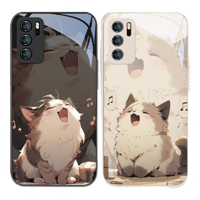 适用oppo玻璃可爱猫咪手机壳