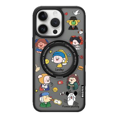 ANGYING × 抽象名画适用苹果17promax手机壳iPhone16pro新款带支架ip15全包Fo5磁吸支点艺术13套14高级感