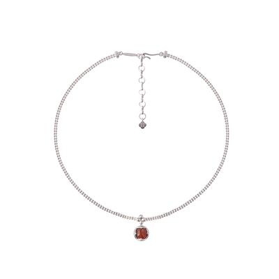 THING OF E【福至】系列 四花镂空球形项链 红玛瑙项链本命年配饰