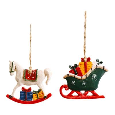 圣诞装饰老人雪人小马挂件
