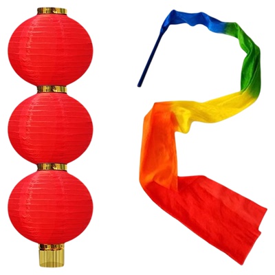 张灯结彩舞蹈同款手持彩带棒灯笼
