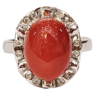 润石珠宝18K金珊瑚戒指15#   JZ001321