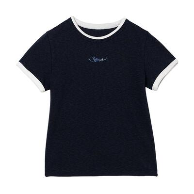 夏季女童烫钻圆领短袖T恤