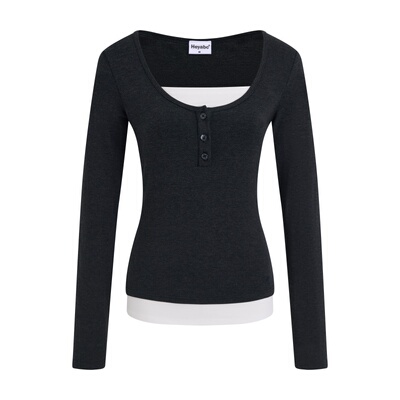 HEYABC百搭亨利领打底衫长袖T恤