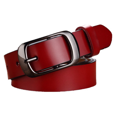 真牛皮韩版学生百搭风针扣宽腰带