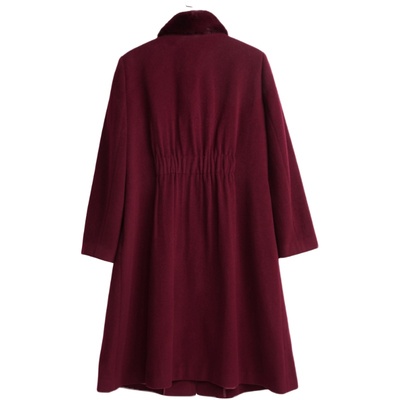 慕天姿冬专柜折扣精选品牌女装高端酱紫红大衣慕天姿A4-32201