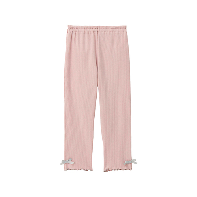 千趣会童装26年春季新款女童九分裤两侧蝴蝶结装饰棉质弹力打底裤