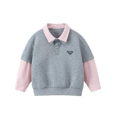 齐齐熊polo学院风假两件卫衣