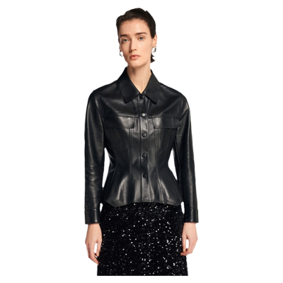 【羊皮革】Laurel劳芮新款摩登小羊皮皮衣女LWL353X01800