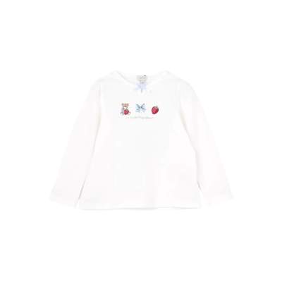 any FAM KIDS时尚感甜美设计泰迪熊刺绣长袖T恤女童ONWARD