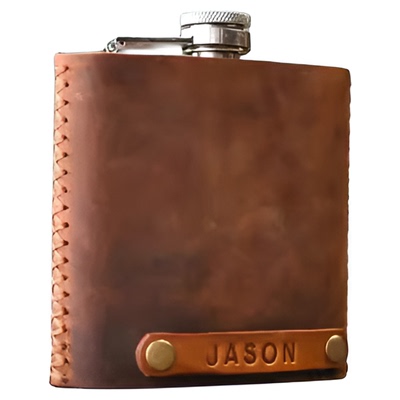 海外代购烧瓶酒壶真皮金属