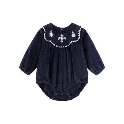 babylove女宝宝包屁衣丝绒刺绣