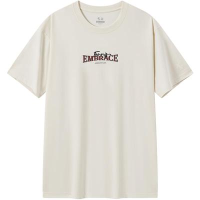 特步短袖男2025夏季官方正品运动休闲白色宽松透气圆领男子上衣