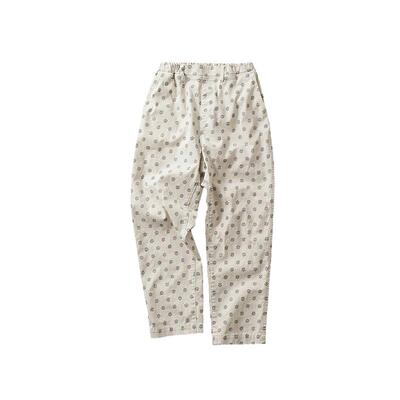 女式棉混微弹植物印花宽版紧腿裤