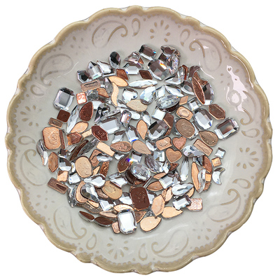 玫瑰金底义乌水钻烫钻异形美甲