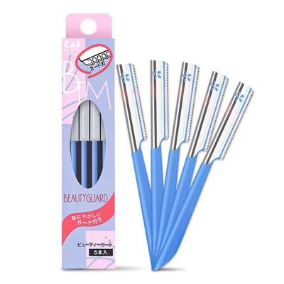 贝印修眉刀蓝色简单5支装